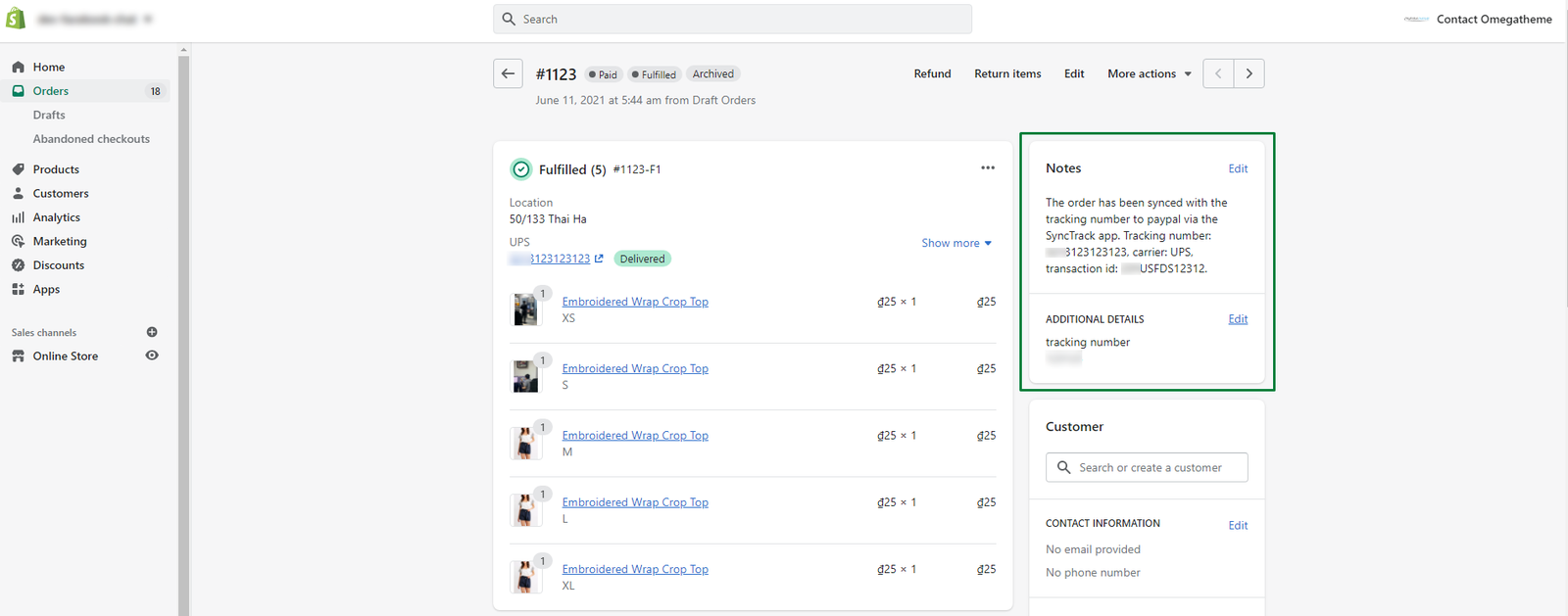 Shopify order notes - How does Synctrack work?