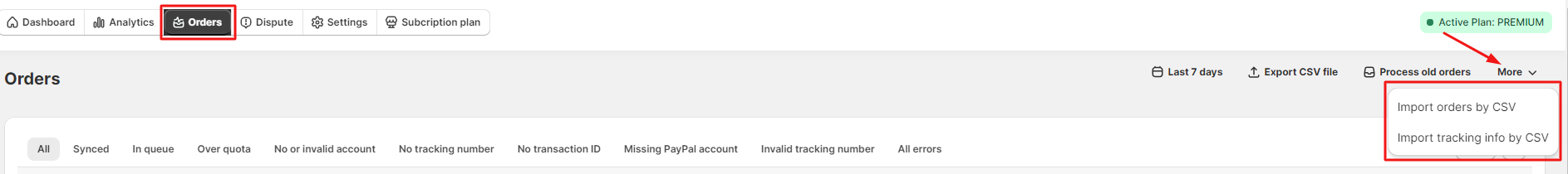 Upload Tracking Information and Orders by CSV file - Synctrack