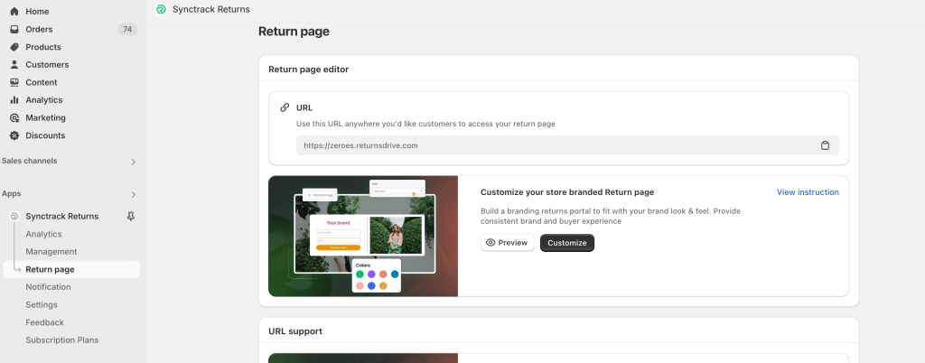 Customize your return page - Synctrack